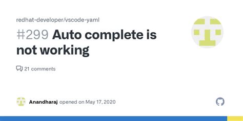 Auto Complete Is Not Working · Issue 299 · Redhat Developervscode Yaml · Github