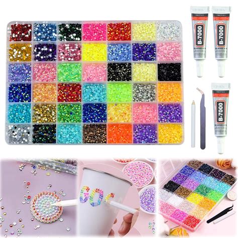 32000 Pcs 24 Color Jelly Resin Rhinestones With Glue For Bedazzling