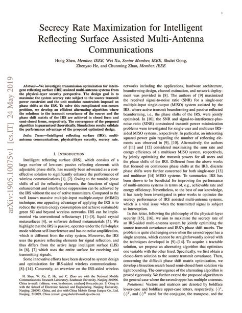 Secrecy Rate Maximization For Intelligent Reflecting Surface Assisted Multi Antenna