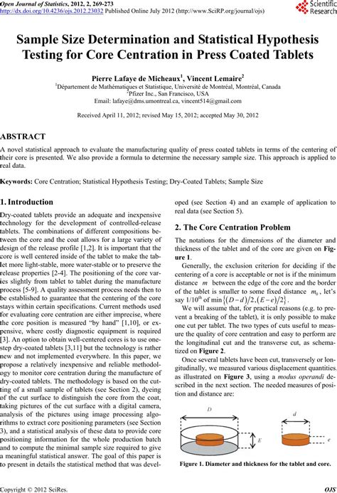 Sample Size Determination And Statistical Hypothesis Testing For Core