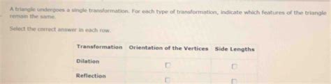 A Triangle Undergoes A Single Transformation For Each Type Of