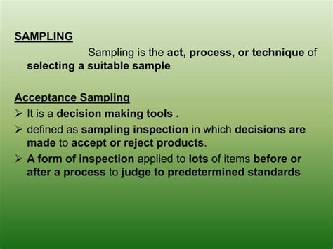 Acceptance Sampling And Acceptable Quality Level Pptx Apparel Industry Industries