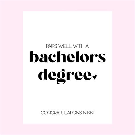 Pairs Well With A Bachelors Degree Graduation Wine Label Frank And Loons