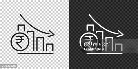 Chart Of Decreased Indian Rupee Rate Icon For Design On Blank