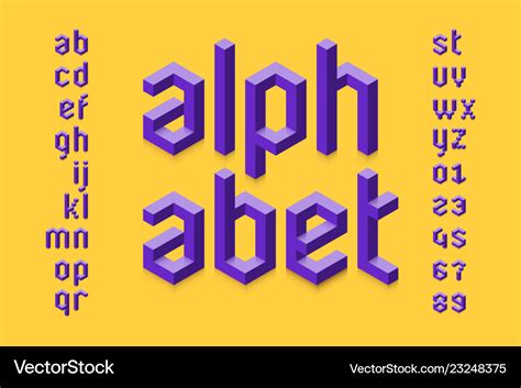 Isometric 3d font design three-dimensional Vector Image