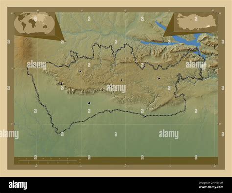 Mardin Province Of Turkiye Colored Elevation Map With Lakes And