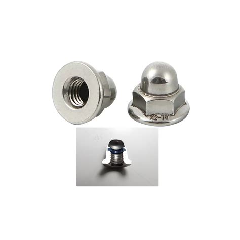 10x M8 Stainless Steel Cap Nut Smooth Flange Plastic Anti Loosening