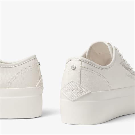 Palma Maxif Latte Canvas Platform Trainers With Embroidered Logo