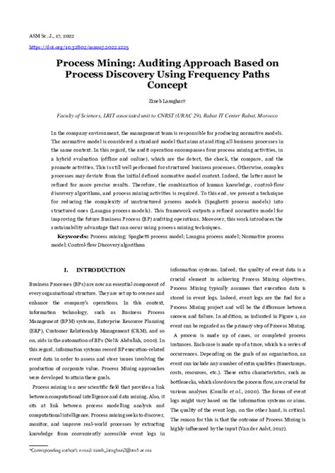 Pdf Process Mining Auditing Approach Based On Process Discovery Using Frequency Paths Concept