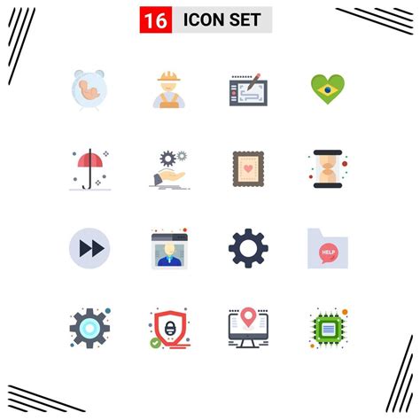 16 Universal Flat Colors Set For Web And Mobile Applications Safety Love Tablet Flag Heart