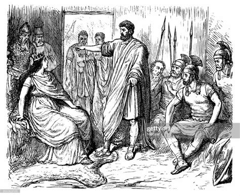 Illustration Of A Teuta Queen Of Illyria Visit From Roman Femmes