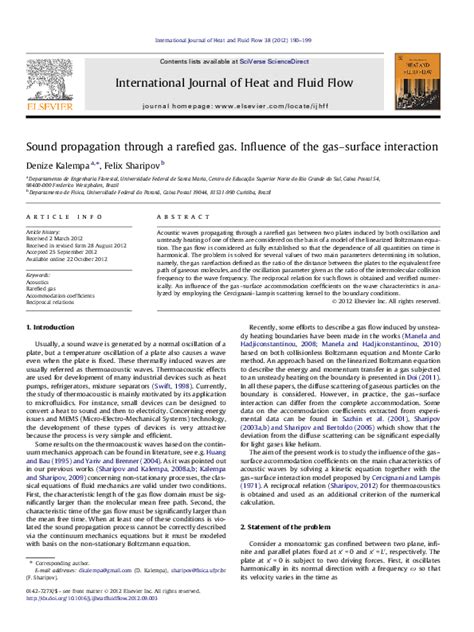 Pdf Sound Propagation Through A Rarefied Gas Influence Of The Gas