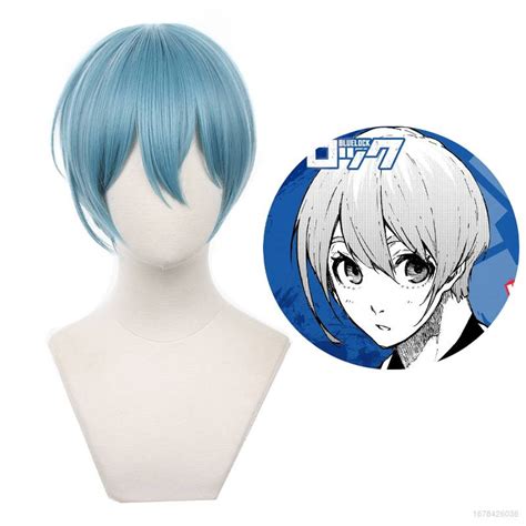 Sam Blue Lock Hiori Yo Cosplay Wig Water Blue Short Hair Halloween