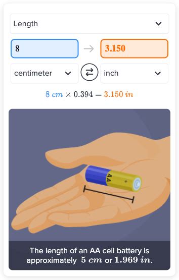 What Is The Inches Equivalent Of 8 Cm Interactive Converter And