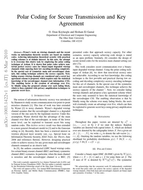 Polar Coding For Secure Transmission And Pdf Applied Mathematics
