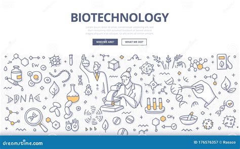 Biotechnology Doodle Concept Stock Vector Illustration Of Biochemistry Molecular 176576357