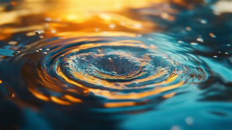 Large Oil Blobs Creating Mesmerizing Patterns On Water Surface During Sunset Reflection Stock