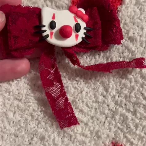 Red And White Hello Kitty Clown Hair Clip Kawaii Depop [video
