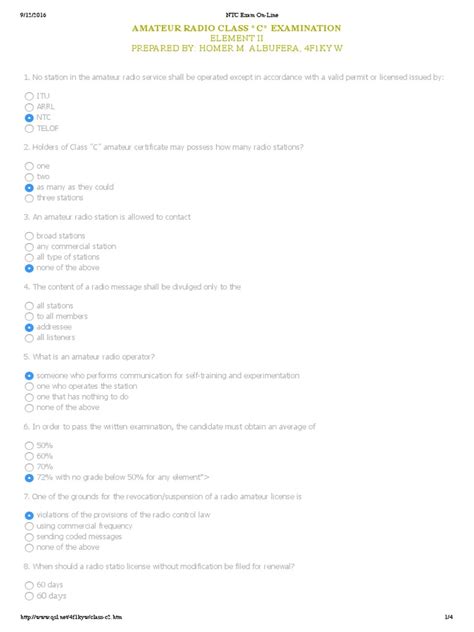 Ntc Exam On Line Element 2 Pdf Amateur Radio Radio Broadcasting