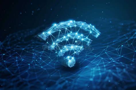 Wireless Network And Connection Abstract Data Background With Wifi Symbol Generative Ai Stock