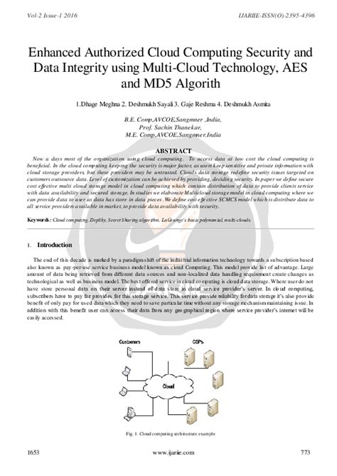 Pdf Enhanced Authorized Cloud Computing Security And Data Integrity