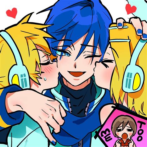Kagamine Rin Kagamine Len Kaito And Meiko Vocaloid Drawn By