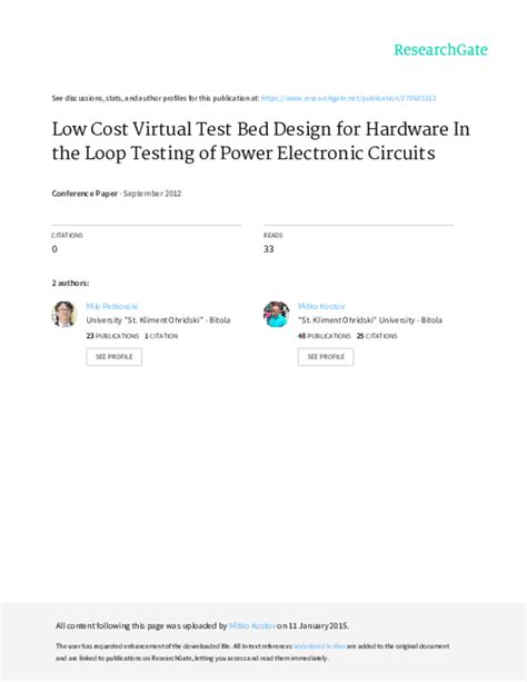 Pdf Low Cost Virtual Test Bed Design For Hardware In The Loop Testing
