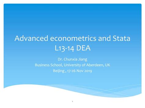 Advanced Econometrics L13 14 Pptx