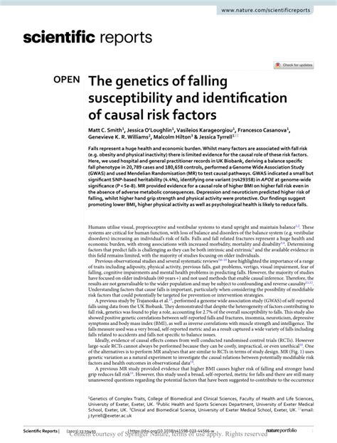 Pdf The Genetics Of Falling Susceptibility And Identification Of Causal Risk Factors