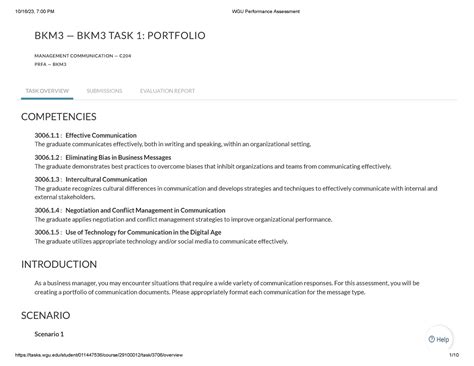 Wgu Performance Assessment Bkm3 Task 1 Bkm3 — Bkm3 Task 1 Portfolio
