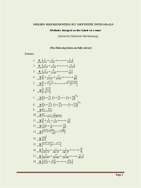 Definite Integral As The Limit Of A Sum Pdf