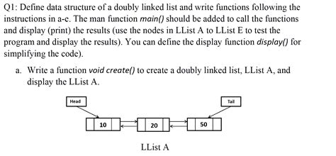 solved q1 define data structure of a doubly linked list and