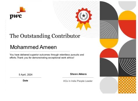 Mohammed Ameen On Linkedin Pwcaward Recognition Gratitude
