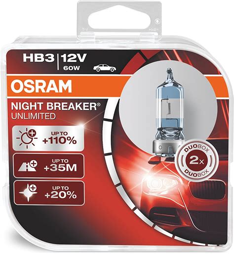 Osram Night Breaker Unlimited Halogen Birnen - HB3 (9005) - 12V/60W ...