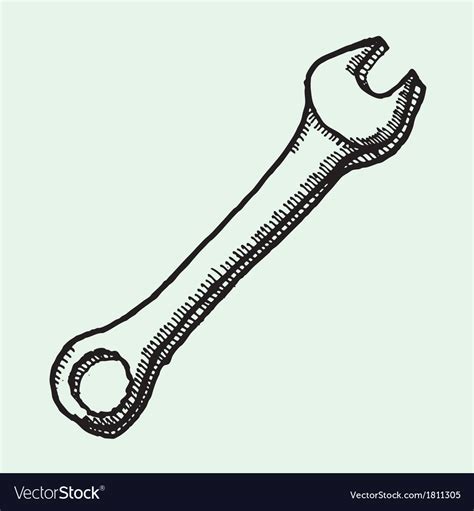 Drawing Of Wrench Royalty Free Vector Image Vectorstock