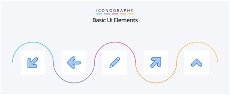 Basic Ui Elements Blue Icon Pack Including Up Arrow Pencil Right Arrow Vector Art