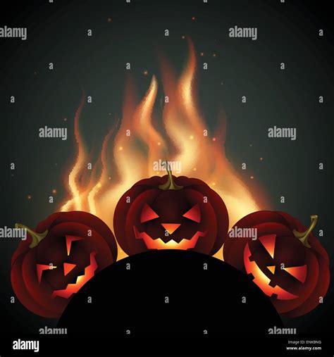 Halloween Pumpkin Burning On Fire Stock Vector Image And Art Alamy