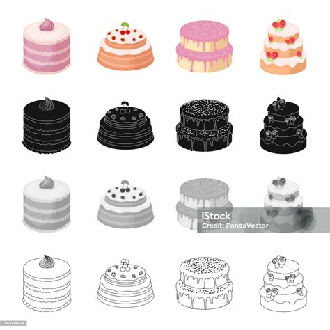 Stock Ilustrace Slavnostní Dort A Další Druhy Dezertů Dorty Nastavit