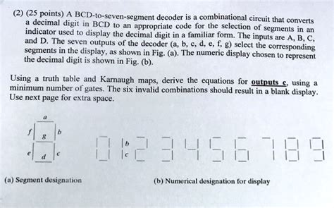 SOLVED Segments In The Display As Shown In Fig A The Numeric Display Chosen To Represent