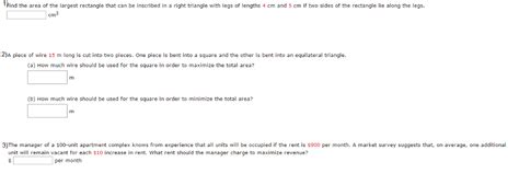 Solved Find The Area Of The Largest Rectangle That Can Be
