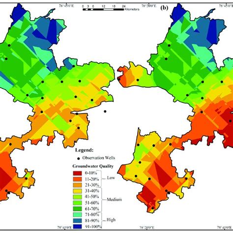 A B Groundwater Quality Index Maps Based On A Conventional Method Download Scientific