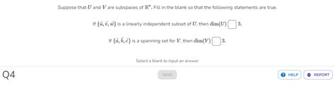 Solved Suppose That U And V Are Subspaces Of Rn Fill In The Chegg