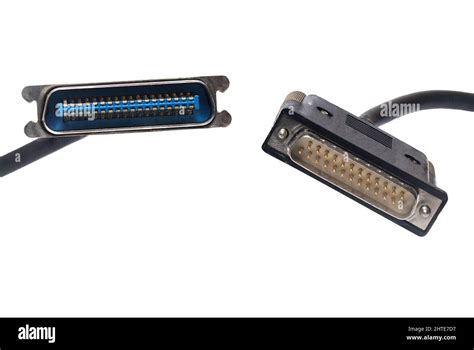 Close Up Of Two Obsolete Serial Computer Connectors On White Background Close Up Of Two Obsolete Serial Computer Connectors On White Background