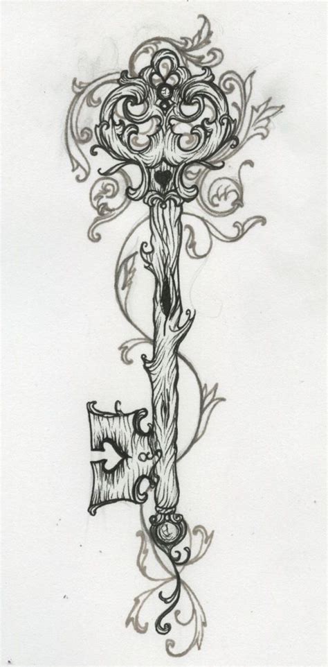 Steampunk Arrow Cross Tattoo Design Ornate Key Drawing Steampunk Key