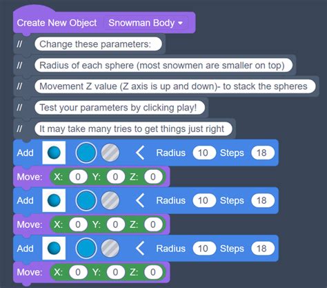 Tinkercad Codeblocks Snowman Challenge Tinkercad