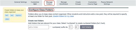 Instructors Create Custom Folders Piazza