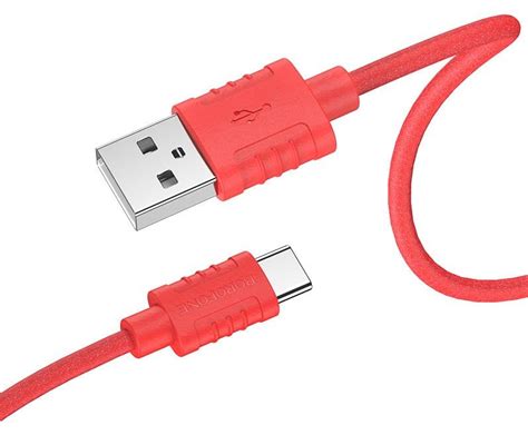 Borofone Usb To Type C Silicone Foam Charging Data Cable Red Bx52
