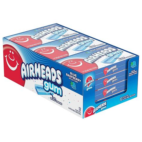 Airheads Candy Chewing Gum Blue Rasberry Flavor Sugar Free Xylitol