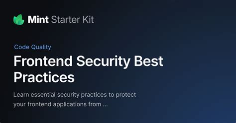 Frontend Security Best Practices Frontend Handbook