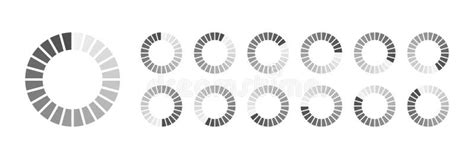 Set Of Circular Loading Icons Waiting Signs Progress Bar For Upload